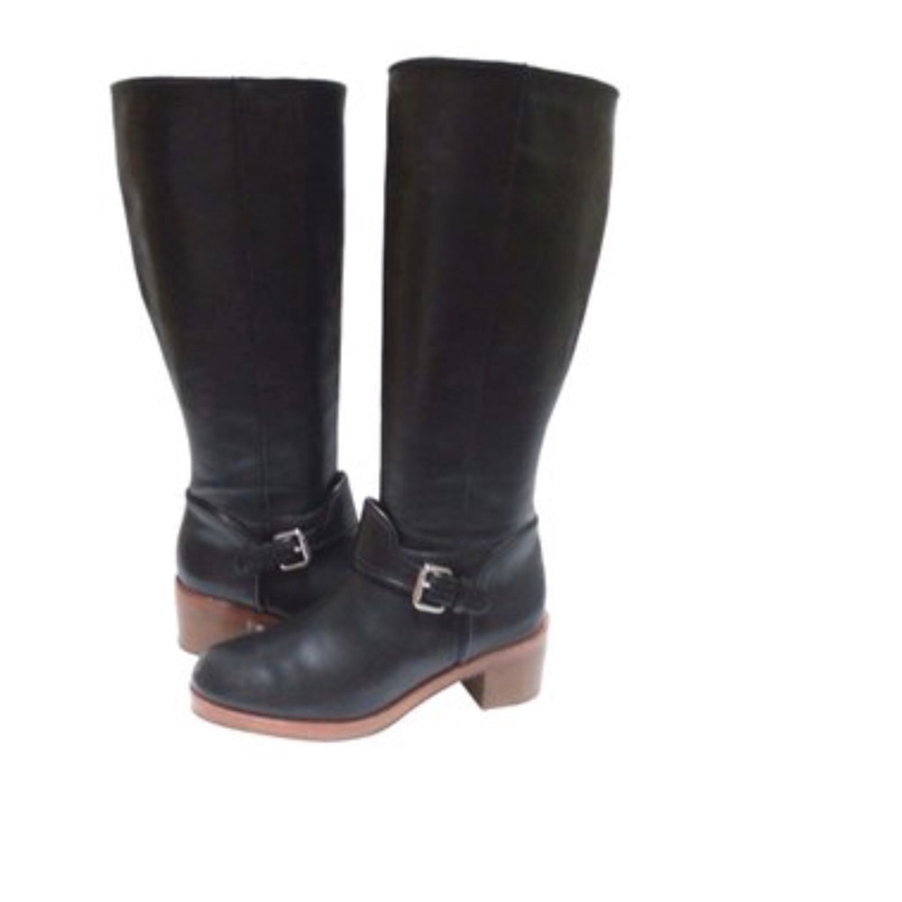 Coach Cecelia Black Leather Riding Boots Size 8 - Gem